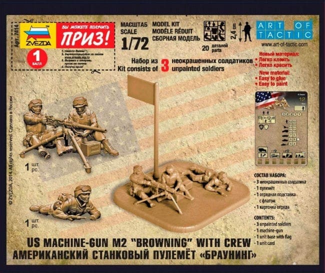 Zvezda - 7414 - US Machine-Gun M2 "Browning" with Crew - 1/72 Scale Model