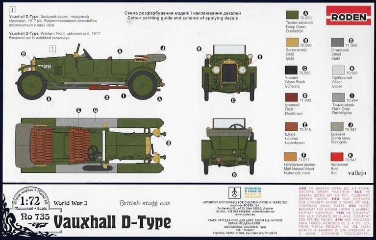 Roden - 735 - Vauxhall D-Type - 1/72 Scale Model