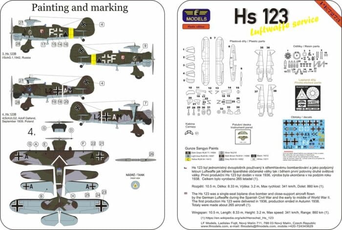LF Models - PE7273 - Hs 123 Luftwaffe service - 1/72 Scale Model