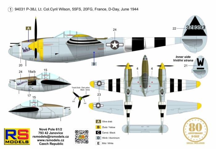 RS Models - 94031 - P-38J Lightening D-Day Lt. Col. Cyril Wilson - 1/72 ...