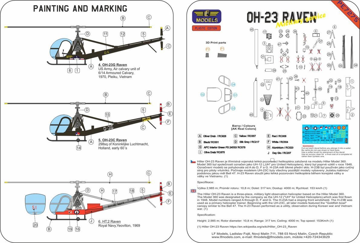 LF Models - PE7275 - OH-23 Raven Military service - 1/72 Scale Model